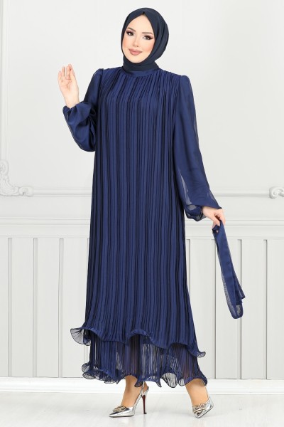 Evening Dress 5689END900-M Navy Blue - Moda Selvim