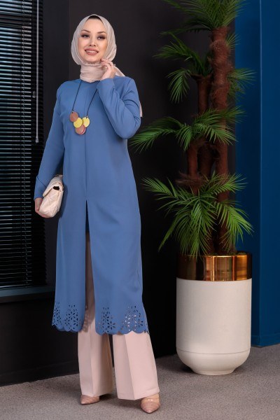 Laser Cut Tunic Indigo