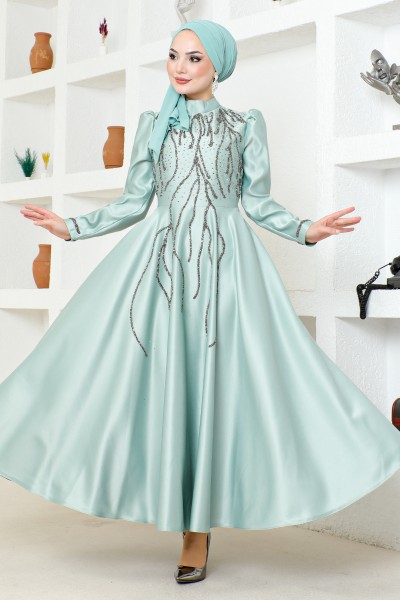 Pierreux Satiné Robe de soirée Menthe